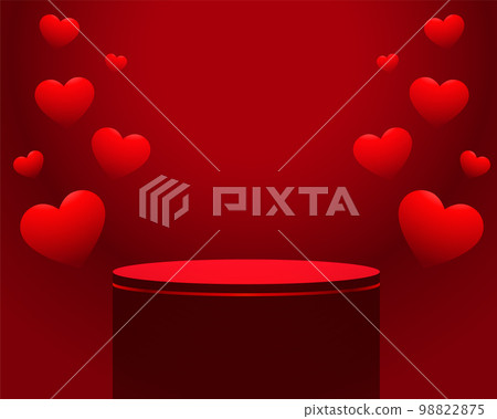 3d podium platform valentines day love hearts... - Stock Illustration ...