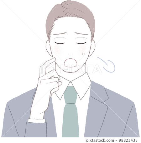 Refreshing young man wearing a suit with a sigh... - Stock Illustration ...