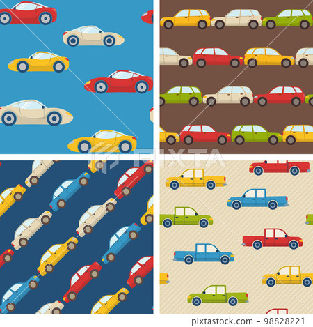 Set of seamless patterns with cars - Stock Illustration [98828221] - PIXTA