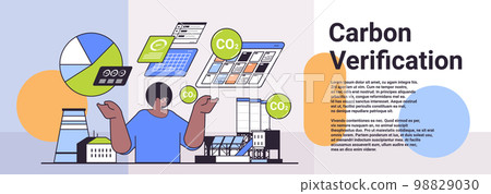 carbon verification concept businessman using... - Stock Illustration ...