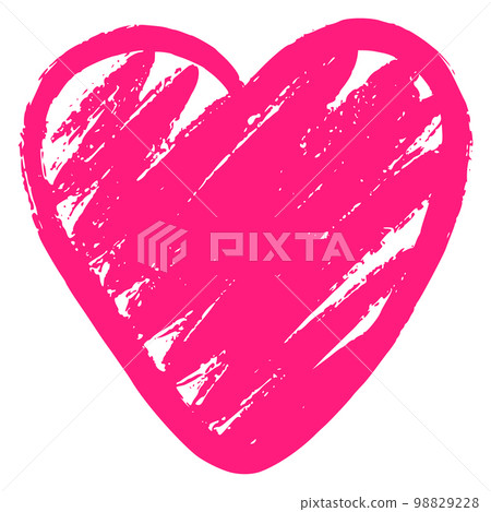 Pink heart in grunge scribble style. Love sticker - Stock Illustration ...