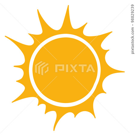 Shining sun symbol. Yellow summer heat icon - Stock Illustration ...