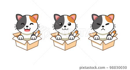 Vector cartoon illustration set of calico cat... - Stock Illustration ...