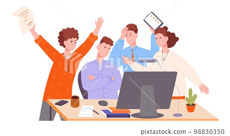 Work conflict concept. People shouting. Team...-插圖素材 [98830350] - PIXTA圖庫
