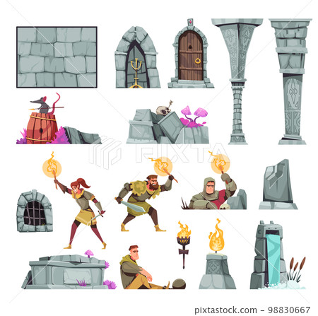 Medieval Castle Set - Stock Illustration [98830667] - PIXTA