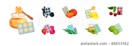 Lozenge Blister Packs with Different Flavour as... - Stock Illustration ...