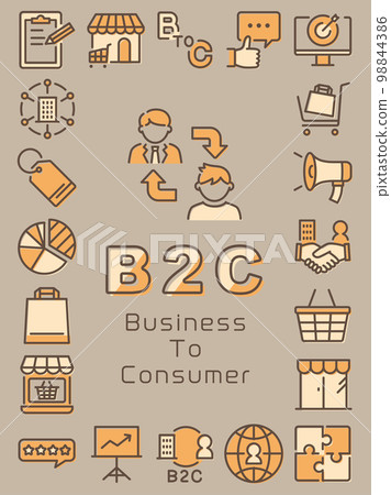 B2C (Business to Consumer) colorful line icon set - Stock Illustration ...