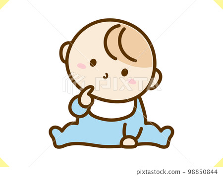 thinking baby baby clothes light blue - Stock Illustration [98850844 ...