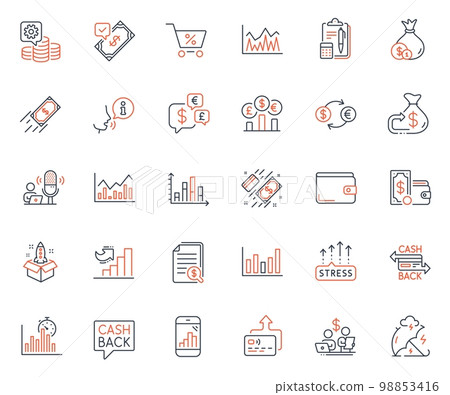 Finance icons set. Included icon as Stress... - Stock Illustration ...