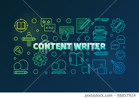 Content writer vector colored line horizontal... - Stock Illustration ...