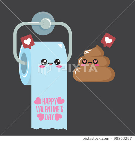 Funky poo and toilet paper falling in love.... - Stock Illustration ...