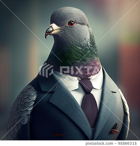Pigeon in a Business Suit, Animal Businessman,... - Stock Illustration ...