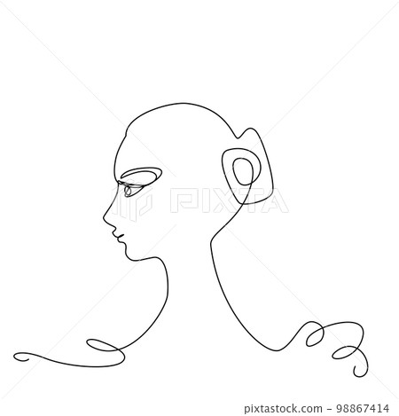 One Line Drawing Woman Face. Beauty Female... - Stock Illustration ...