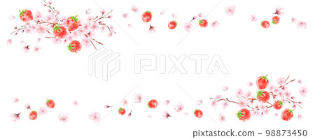 Cherry and strawberry frame (horizontal) - Stock Illustration [98873450 ...