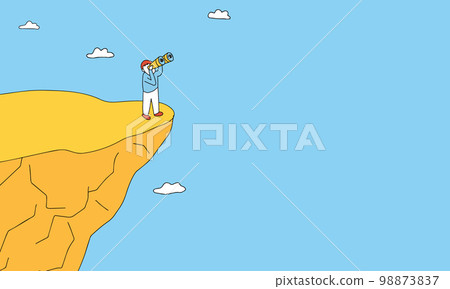 The tip of a cliff Illustration of a person... - Stock Illustration ...