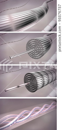 Collagen fibers molecular structure. Set of 3D... - Stock Illustration ...