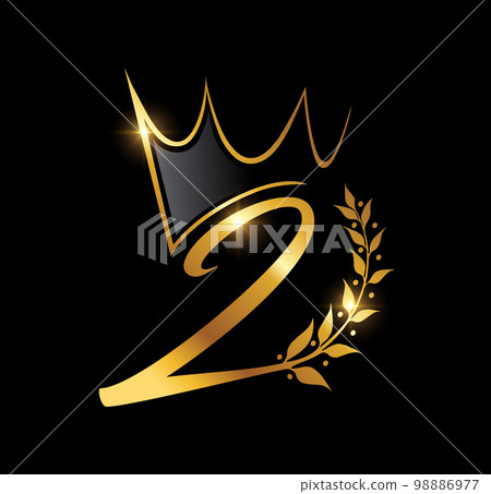 Golden Luxury Crown Monogram Number 2 - Stock Illustration [98886977 ...