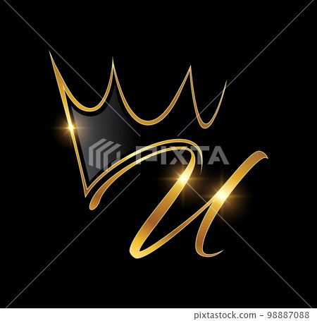 Golden Monogram Crown Logo Initial Letter U - Stock Illustration ...
