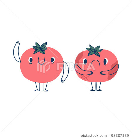 Illustration of a joyful ripe tomato and a sad... - Stock Illustration ...