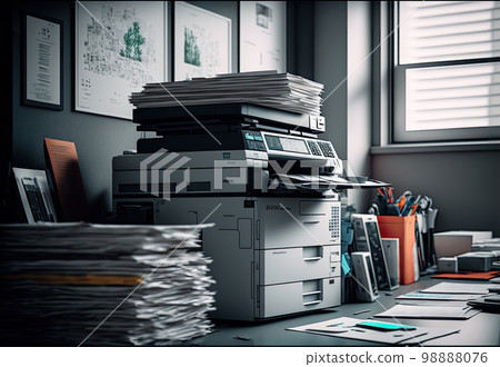 office with copy machine - Stock Illustration [98888076] - PIXTA