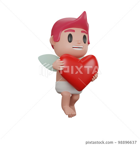 3d rendering of cupid character valentine's day... - Stock Illustration ...