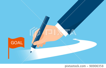 Big hand drawing the path to the goal, business... - Stock Illustration ...