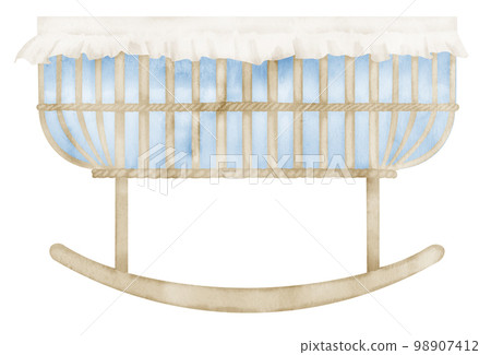 Watercolor Baby Cradle. Hand drawn illustration... - Stock Illustration ...