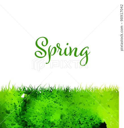 Watercolor grass background. Hello Spring.... - Stock Illustration ...