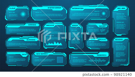 Blue futuristic HUD or UI elements. Sci-fi user... - Stock Illustration ...