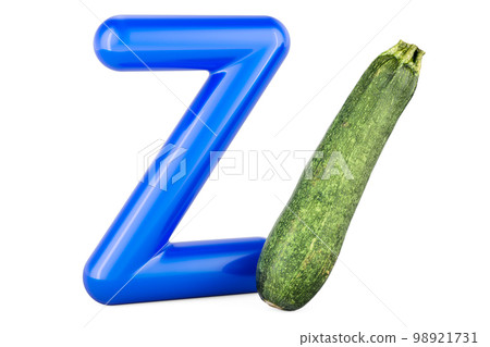 Kids ABC, Letter Z with zucchini. 3D rendering - Stock Illustration ...