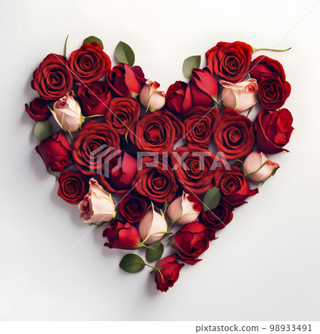 Heart shape made of rose flowers "AI generated... - Stock Illustration ...