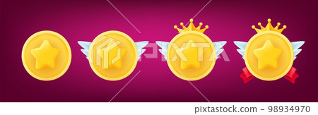 Different rank emblems with stars. Game... - Stock Illustration ...
