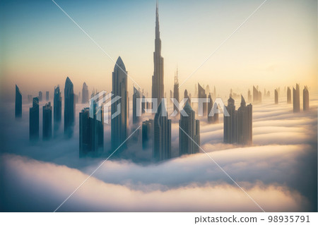 Top of skyscrapers building high above the... - Stock Illustration ...