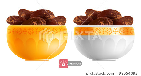 Dates Fruit In The Bowl Set - Stock Illustration [98954092] - PIXTA