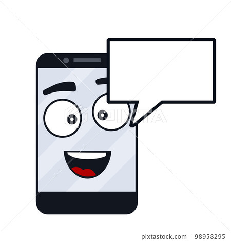 Cheerful mobile phone with smile on screen. Fun... - Stock Illustration ...