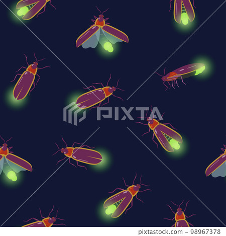 Seamless pattern with firefly insects flying... - Stock Illustration [98967378] - PIXTA