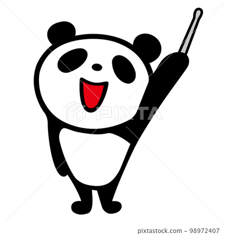 Cute simple panda pointing stick left hand - Stock Illustration ...