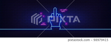 Neon light glow effect. Middle finger hand line... - Stock Illustration ...