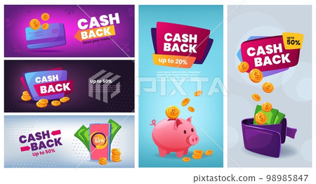 Cash back service banner. Money refund offer,... - Stock Illustration ...