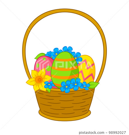 Happy Easter illustration. Cute bucket with... - Stock Illustration ...