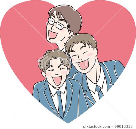 Smile_smiling person_3 male students_with... - Stock Illustration ...