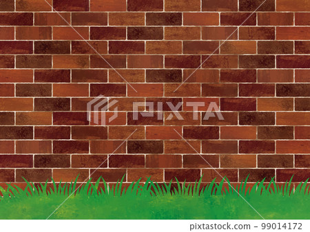 Grass and brick watercolor background - Stock Illustration [99014172 ...