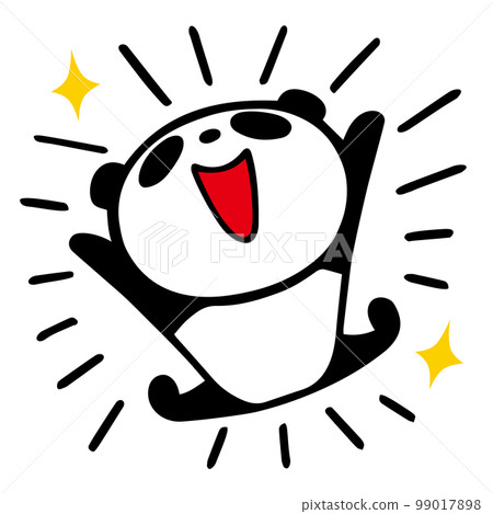 A cute simple panda with an emotional banzai pose - Stock Illustration ...