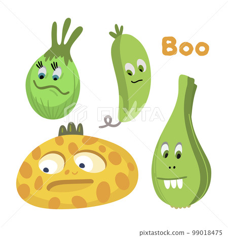 Cute green vegetable monster chararter. Boo. Draw - Stock Illustration ...