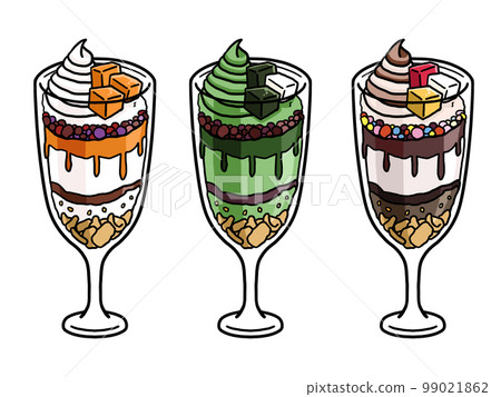 Illustration of 3 types of parfait - Stock Illustration [99021862] - PIXTA