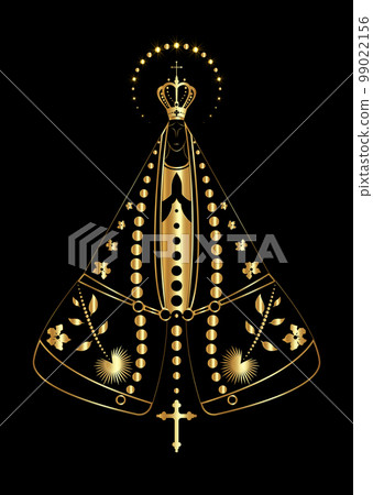 Our lady appeared Black and gold texture,... - Stock Illustration ...