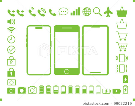 smartphone and related icons green - Stock Illustration [99022219] - PIXTA