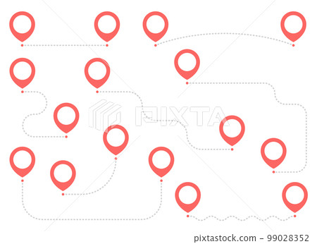 Route icon collection with pointer pin and... - Stock Illustration ...