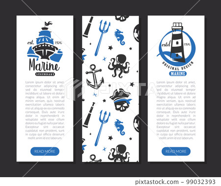 Blue Nautical and Sailing Themed Banner with... - Stock Illustration ...