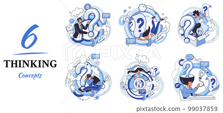 Problem solving concept, man wondering or... - Stock Illustration ...